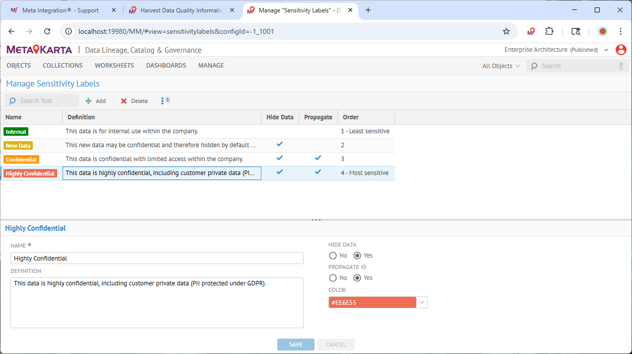 Manage Sensitivity Labels - Meta Integration Metadata Management ...